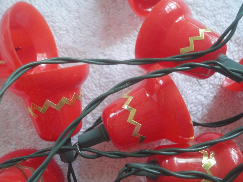 Vintage Red Plastic Electric Bell Christmas Light, Red Bells, Red ...
