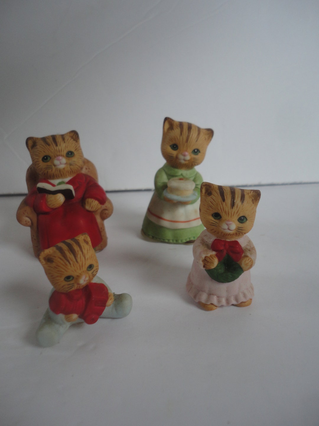 Vintage Ceramic Cucumber Family of Christmas Cats, Cucumber Cat ...