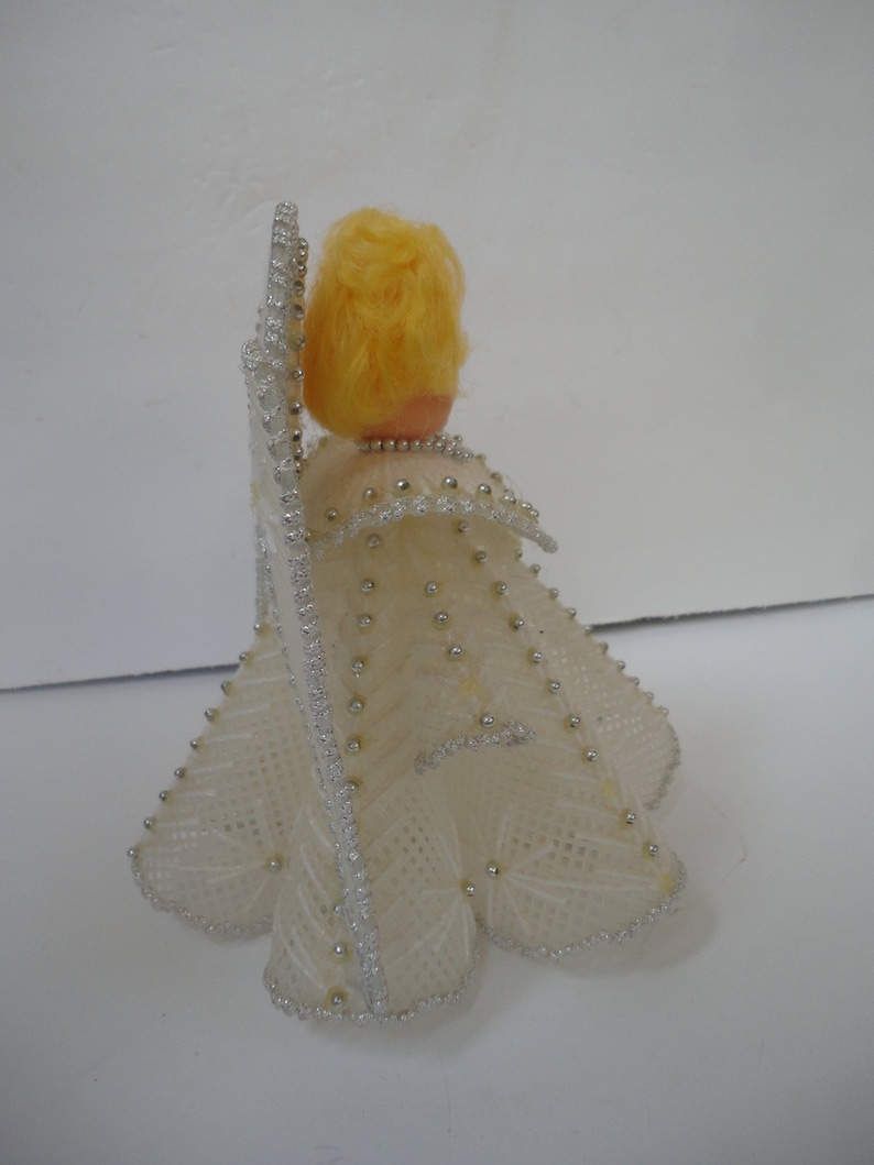 Vintage Handcrafted Plastic Canvas White Silver Angel Tree - Etsy