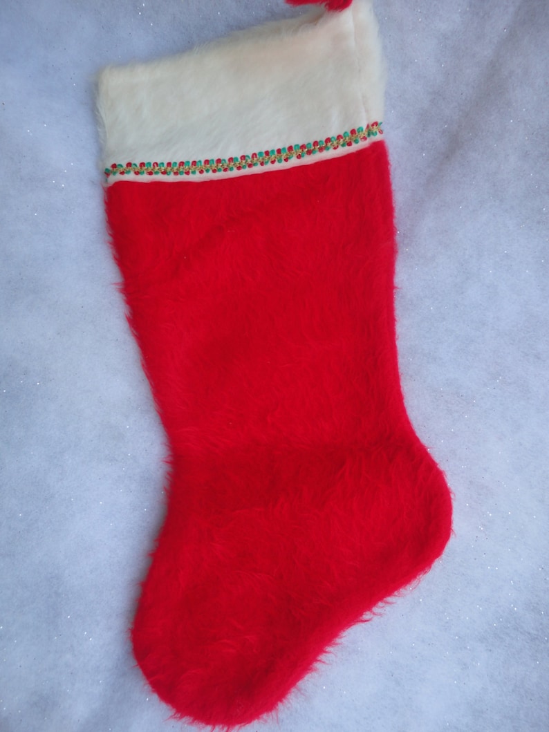 Vintage Red White Felt Santa Claus Christmas Stocking Red - Etsy