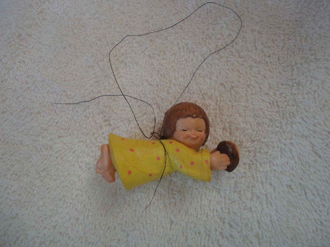 Vintage Yellow Ferrandiz Angel With Bright Nut in Hands Made in Italy ...