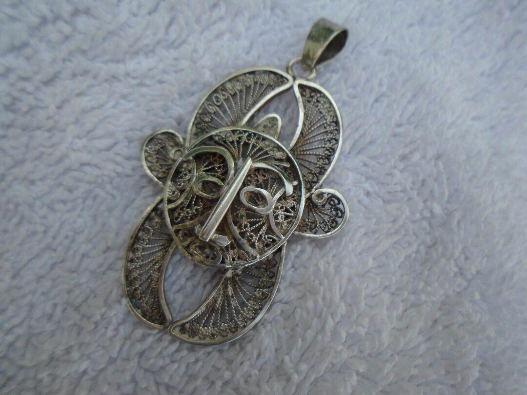 Vintage Sterling Silver Filigree Mali Folk Art Mask Pendant, Filigree ...