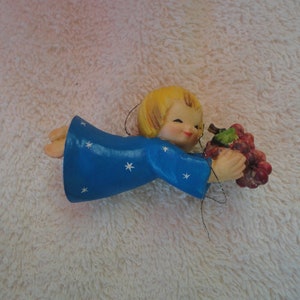 Vintage Blue Ferrandiz Angel With Bright Purple Grapes Made in Italy ...