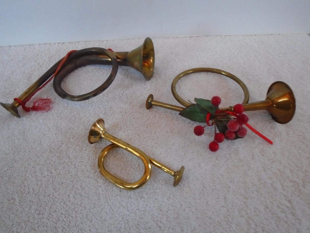 Vintage Lot Brass French Horns for Holiday Decorating, Brass French ...