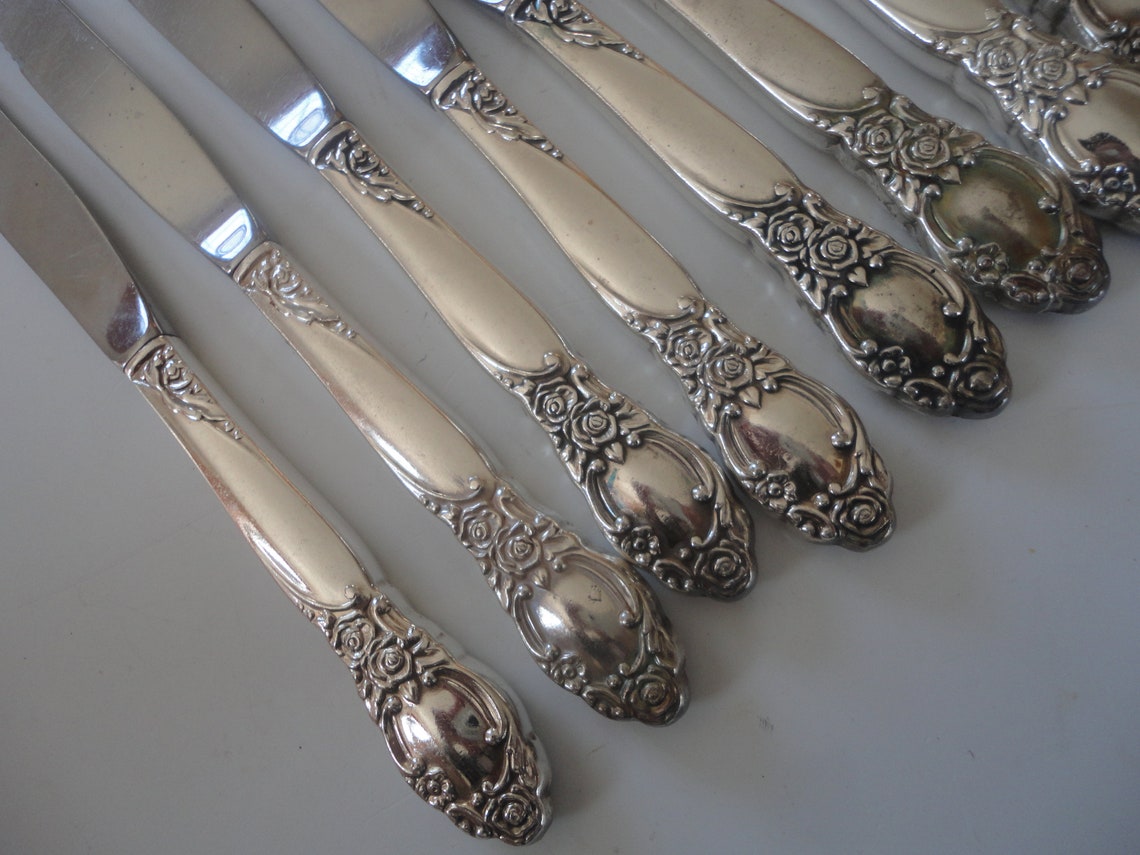 Vintage Oneida Ltd Silversmiths Ballad Knives, Oneida, Silver Plated ...