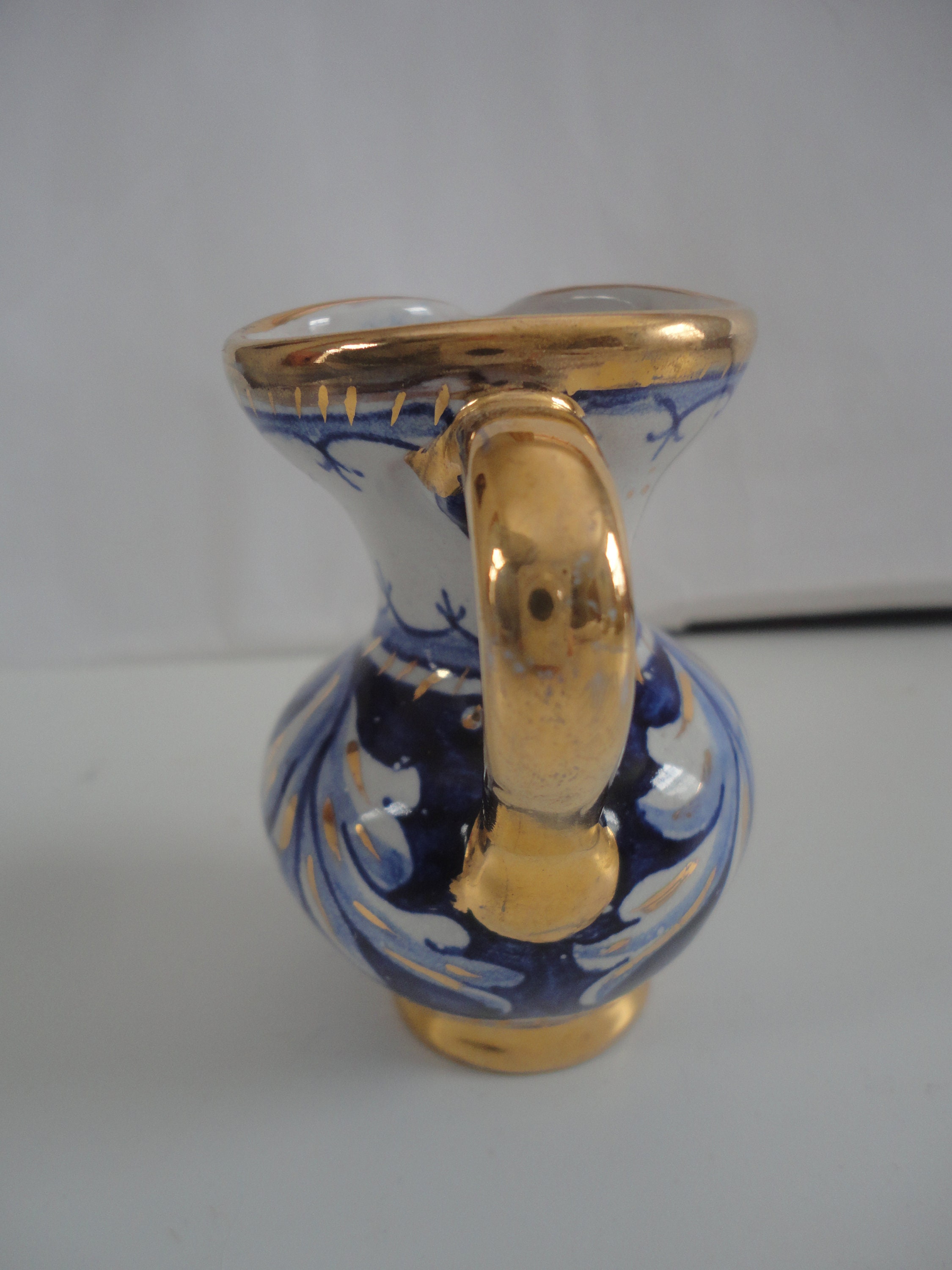 Vintage Blue Gold Ceramic Miniature Pitcher Made in Italy - Etsy UK
