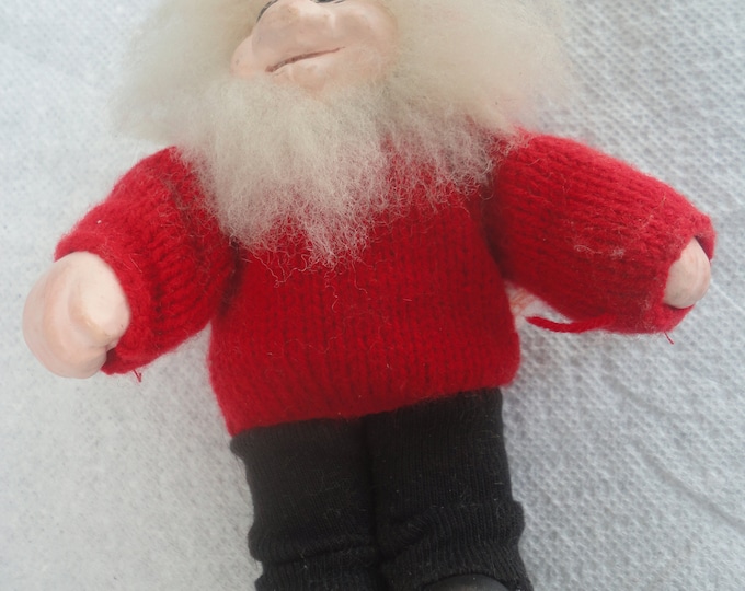Vintage Swedish Collectible Tomte Doll Celluloid Face Wearing Wooden ...