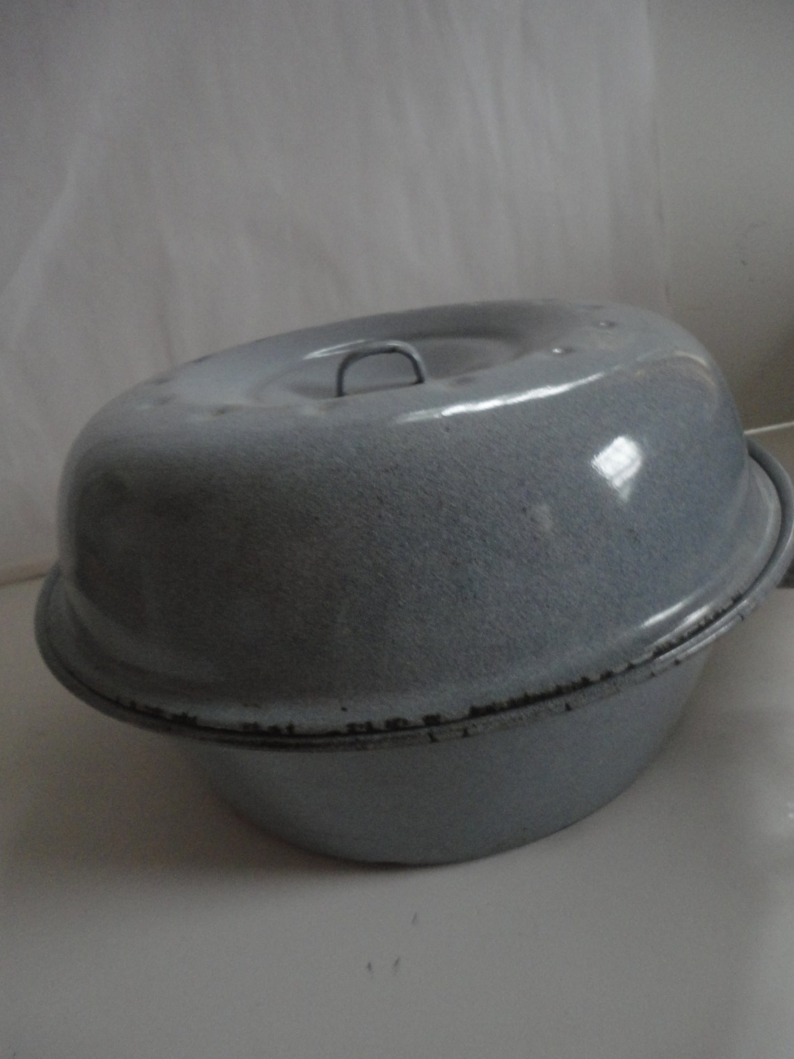 Vintage Gray Enamelware Covered Pot Gray Graniteware Covered - Etsy