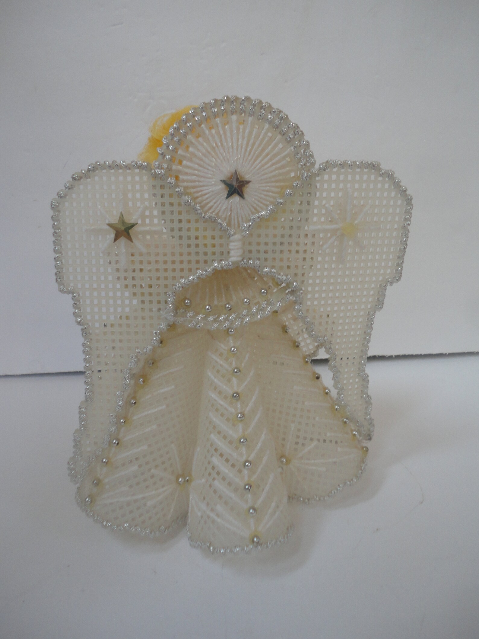 Vintage Handcrafted Plastic Canvas White Silver Angel Tree - Etsy