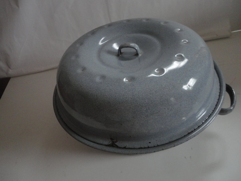Vintage Gray Enamelware Covered Pot Gray Graniteware Covered - Etsy