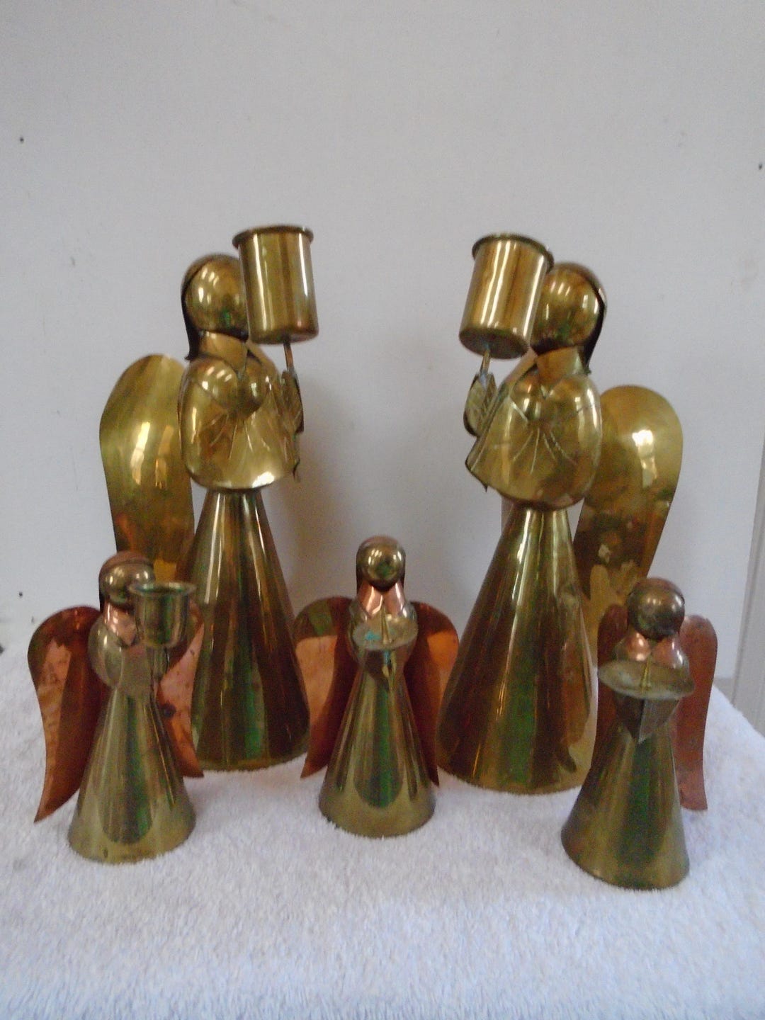 Vintage Lot of Brass Copper Christmas Angel Candleholders Made Hong ...