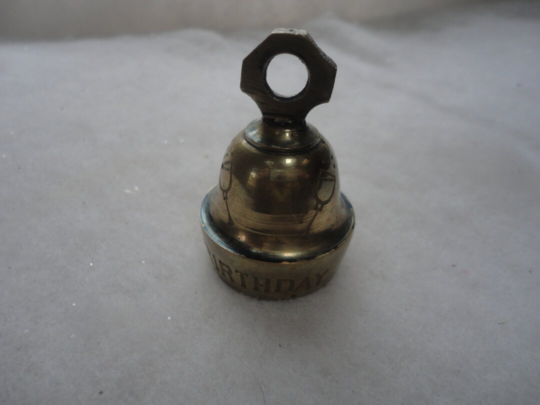Vintage Small Brass Sarna Birthday Bell, Brass Birthday Bell, Engraved ...
