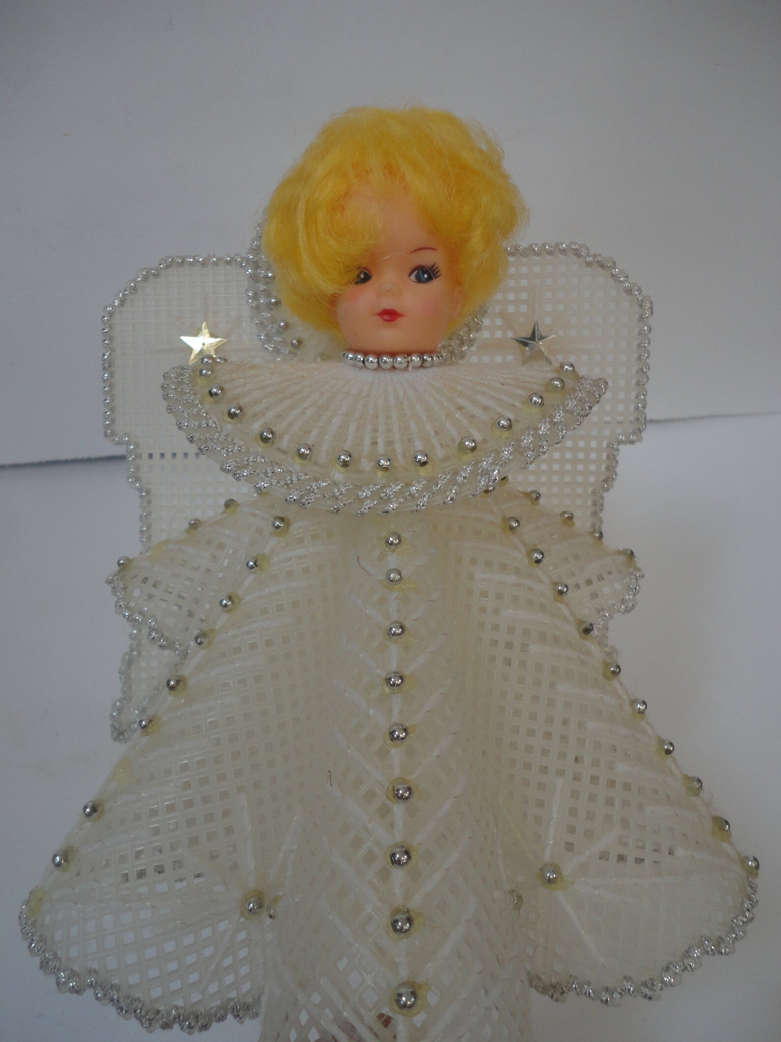 Vintage Handcrafted Plastic Canvas White Silver Angel Tree - Etsy