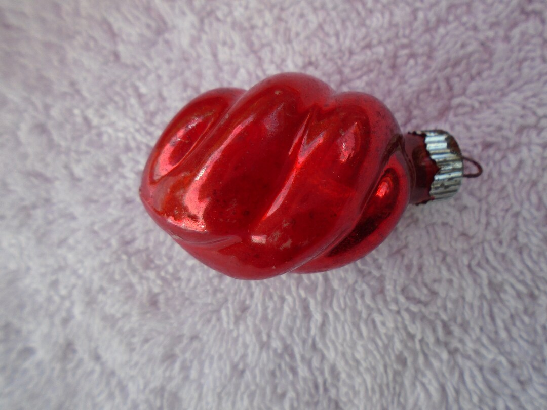 Vintage Early Shiny Brite Red Glass Figural Twirly Christmas Ornament ...