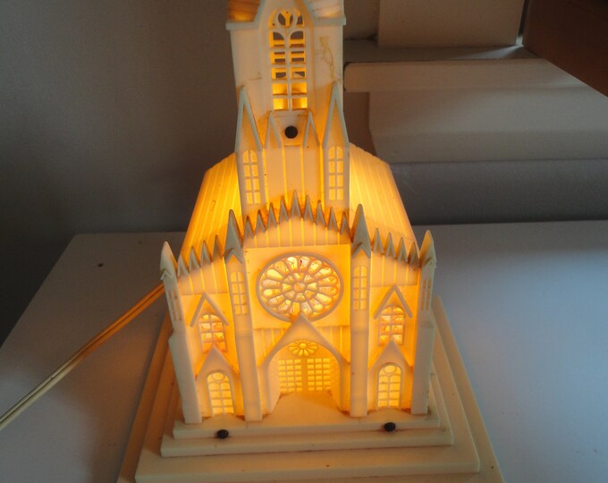 Vintage Raylite Light up Christmas Church, Raylite Plastic Church ...