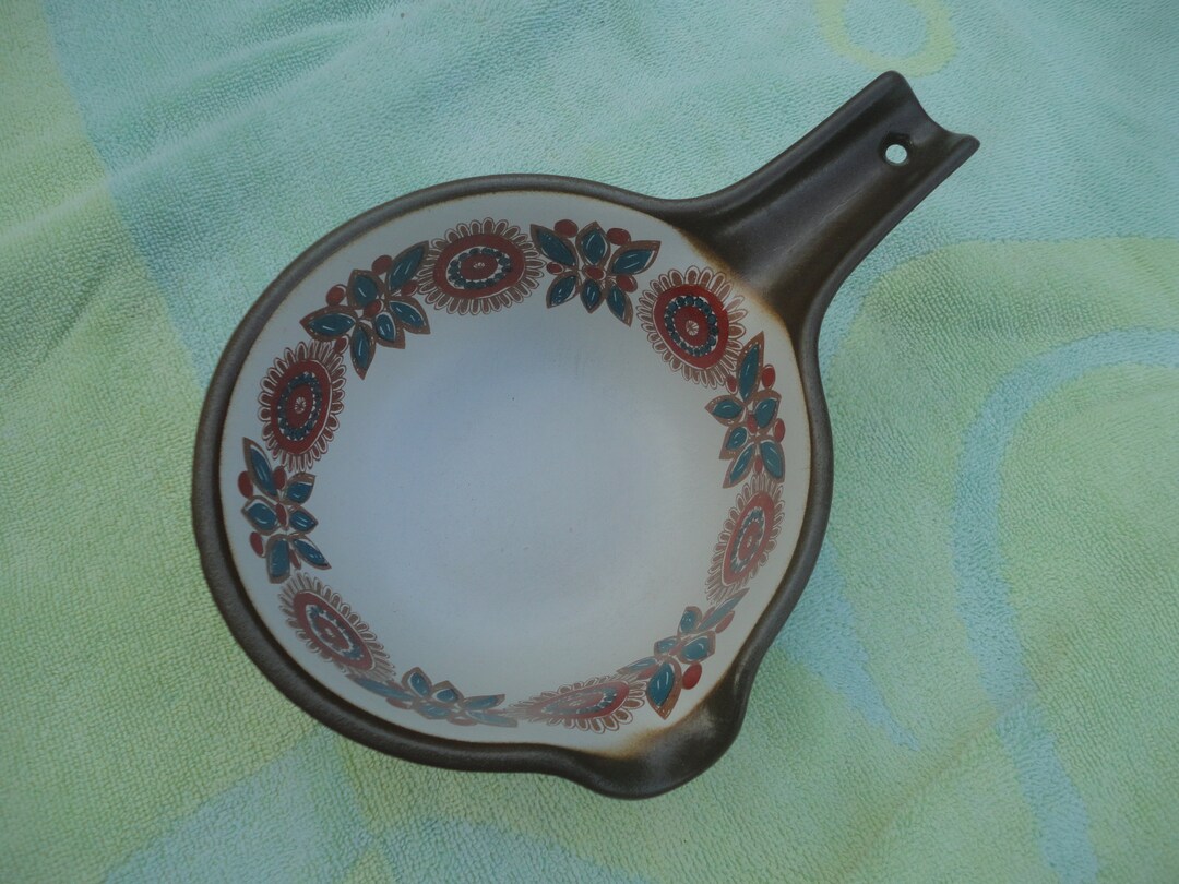 Vintage Norge Figgio Flameware Decor Astrid Bowl, Brown Floral Pottery ...