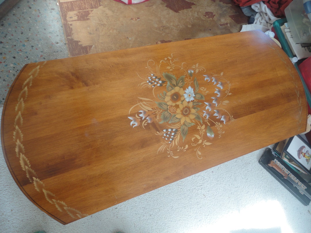 Vintage Maple Wood Hitchcock Stenciled Drop Leaf Coffee Table ...