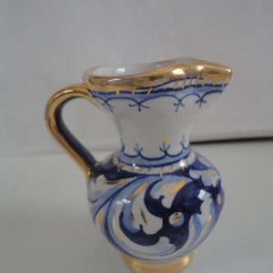 Vintage Blue Gold Ceramic Miniature Pitcher Made in Italy, Miniature ...