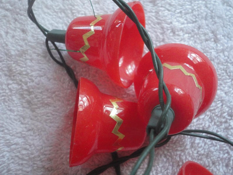 Vintage Red Plastic Electric Bell Christmas Light, Red Bells, Red ...