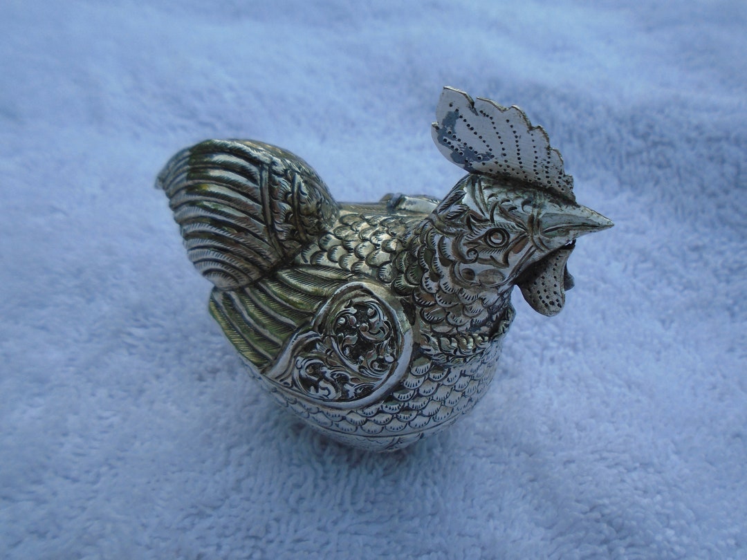 Vintage Sterling Silver Ornate Detailed Rooster Trinket Dish, Ornate ...