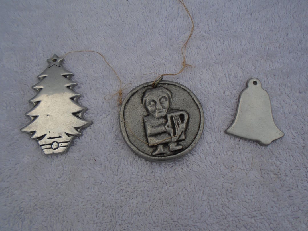 Vintage Trio of Wilton Pewter Christmas Ornaments Made in Columbia ...