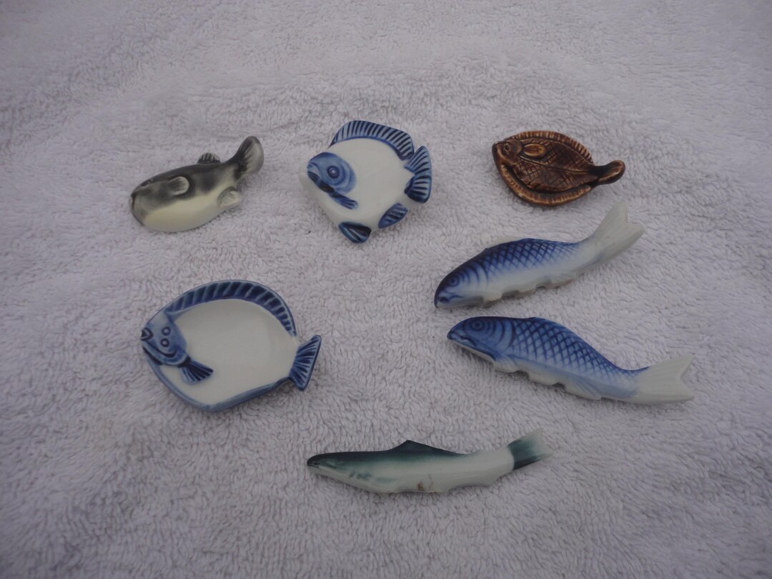 Vintage Lot of Ceramic Blue and White Koi Karp Fish Made in Japan, Koi ...
