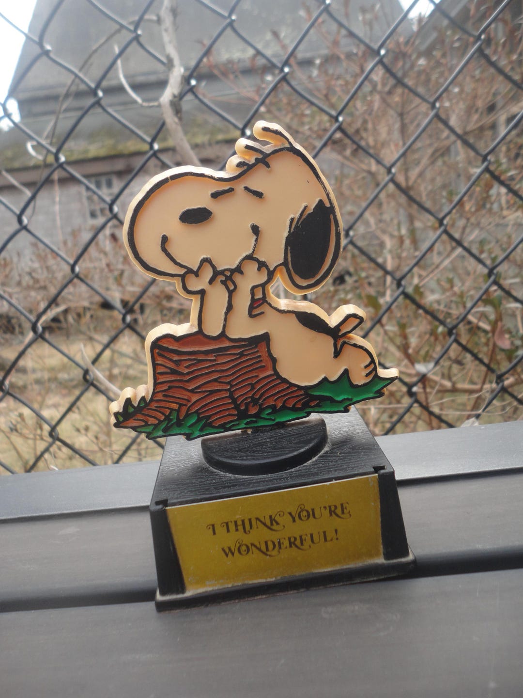 Vintage Aviva Plastic "i Think You're Wonderful" Snoopy Trophy Made in ...