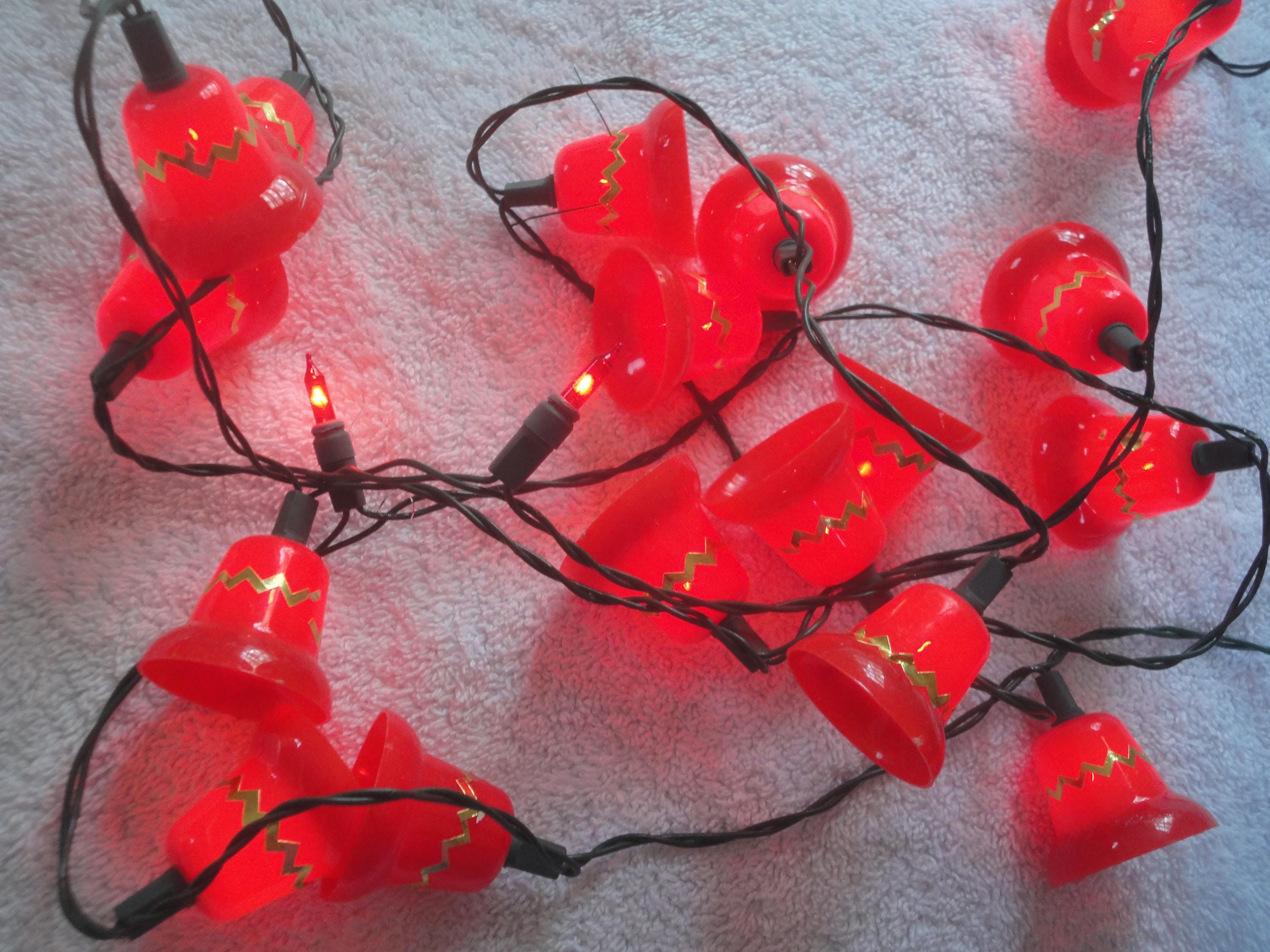 Vintage Red Plastic Electric Bell Christmas Light, Red Bells, Red ...