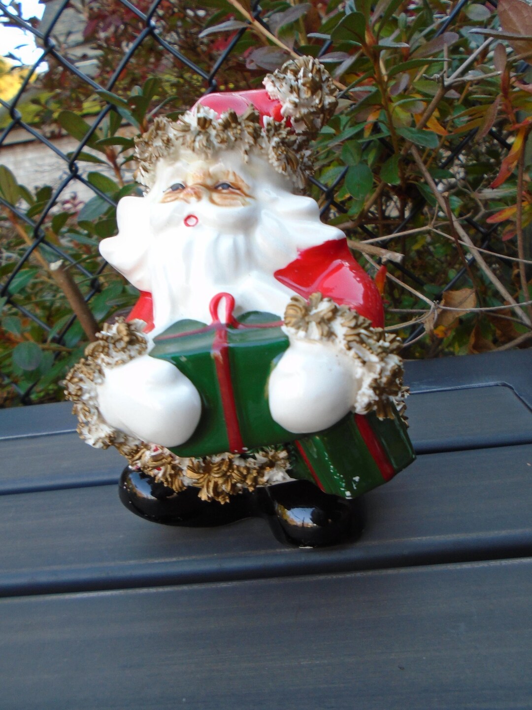 Vintage Small Ceramic Gifting Santa Gold Spaghetti Trim, Santa, Ceramic ...