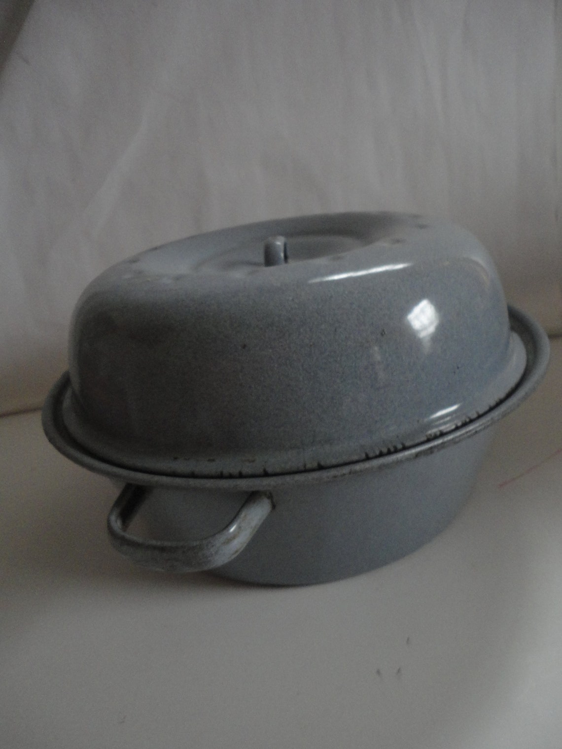 Vintage Gray Enamelware Covered Pot Gray Graniteware Covered - Etsy
