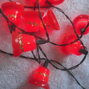 Vintage Red Plastic Electric Bell Christmas Light, Red Bells, Red ...