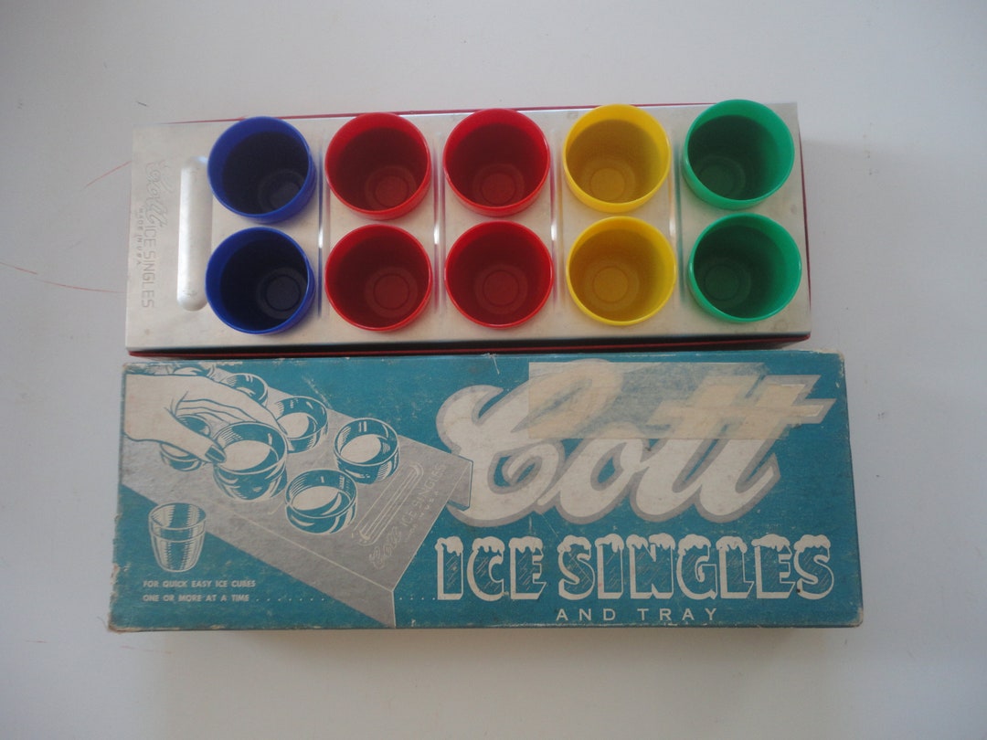 Vintage Cott Metal Ice Tray With Colorful Plastic Ice Singles Made in ...