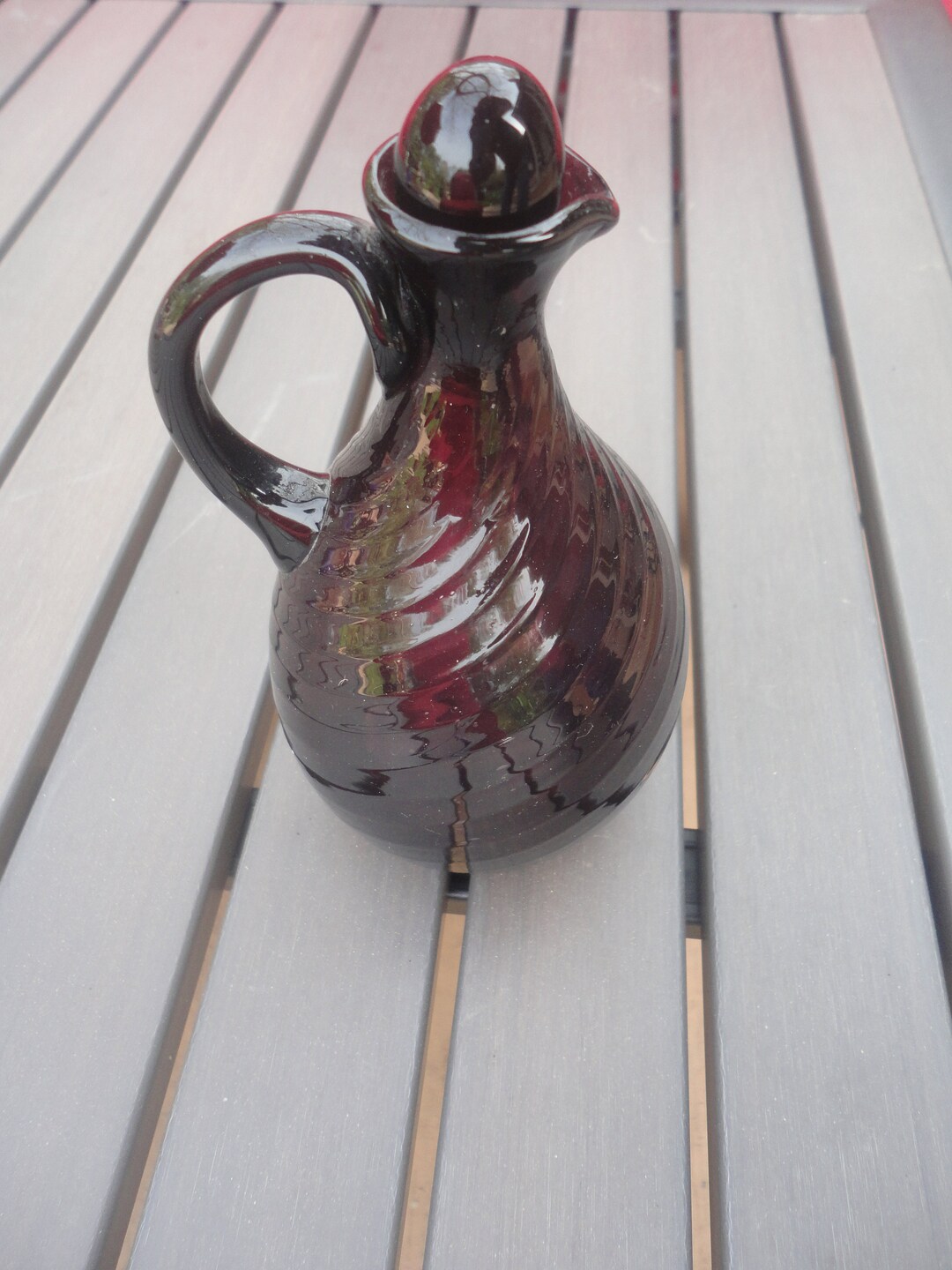 Vintage Amethyst Handblown Glass Cruet With Stopper, Amethyst Glass ...