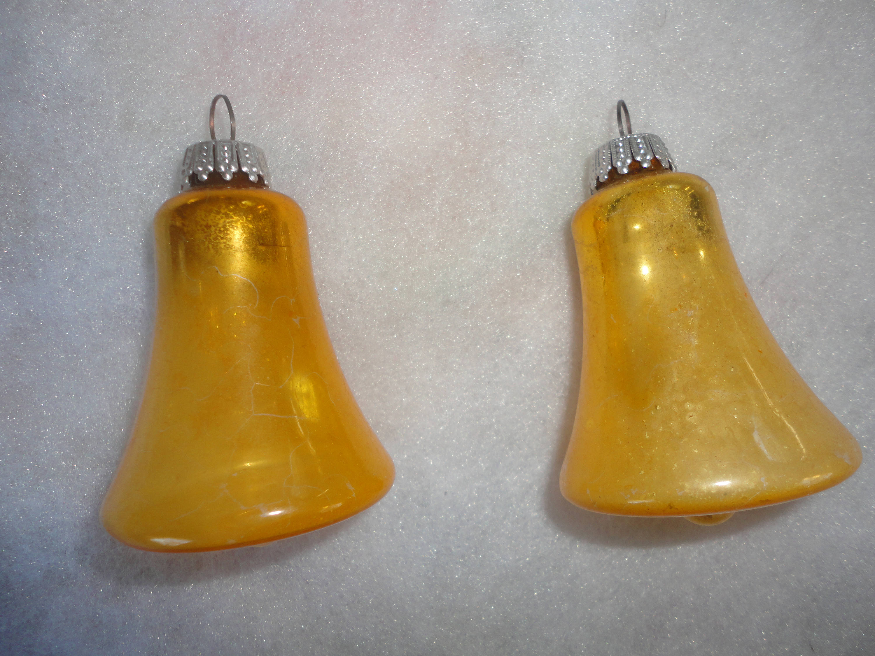 Vintage Pair of Unsilvered Gold Christmas Bells, Unsilvered Christmas ...