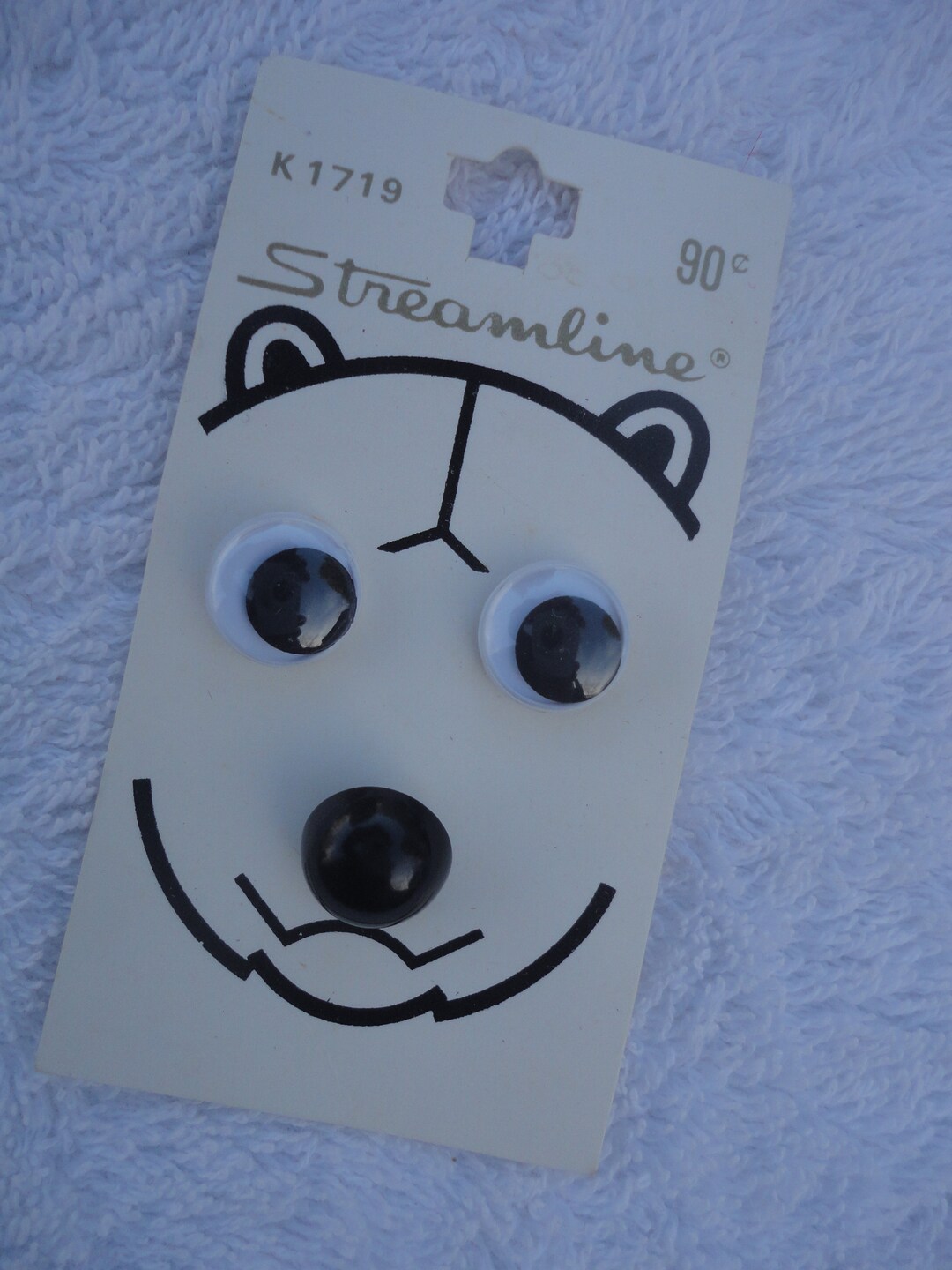 Vintage Unused Black White Plastic Animal Facial Buttons by Streamline ...