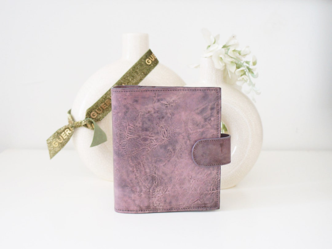 Personalised Vegetable Tanned Purple Leather A6 Rings Binder Planner ...