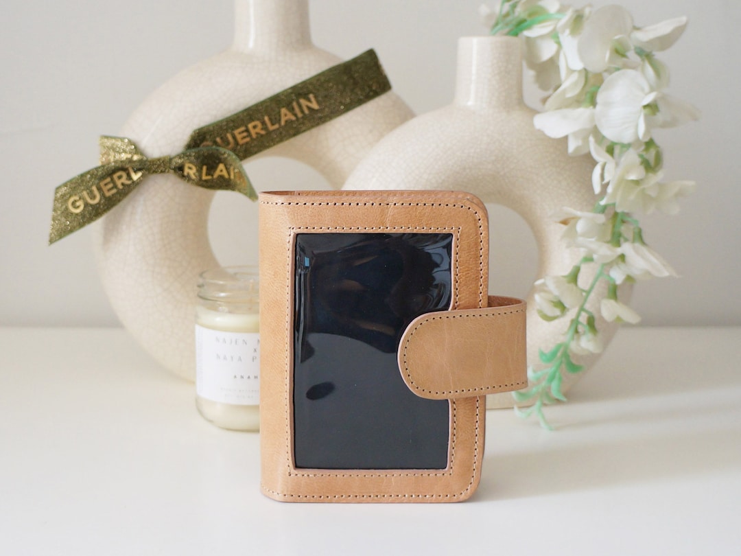 Personalized Passport Size Undyed Sheep Leather Cover Clear Vinyl Front ...