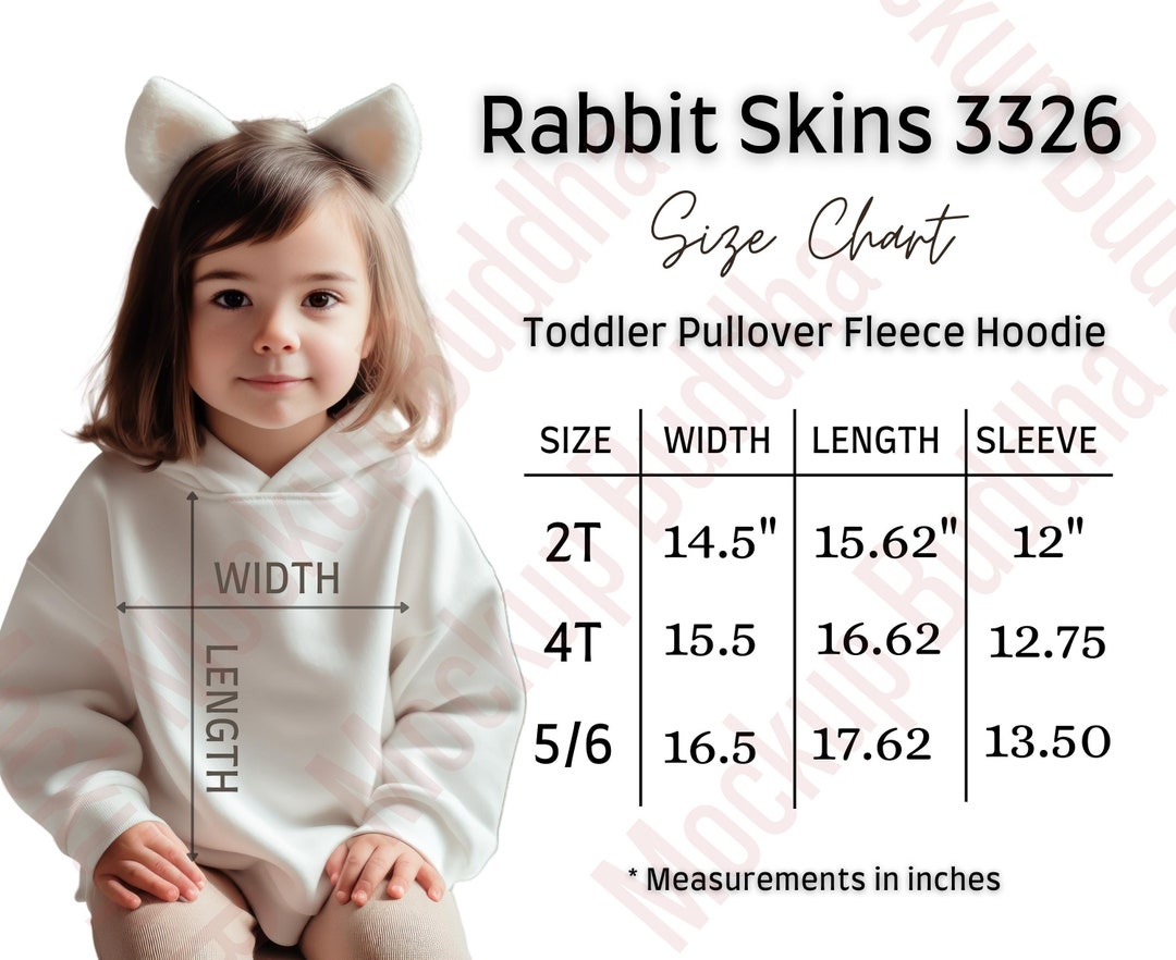 Rabbit Skins 3326 Size Chart Toddler Pullover Fleece Hoodie, Size Guide ...