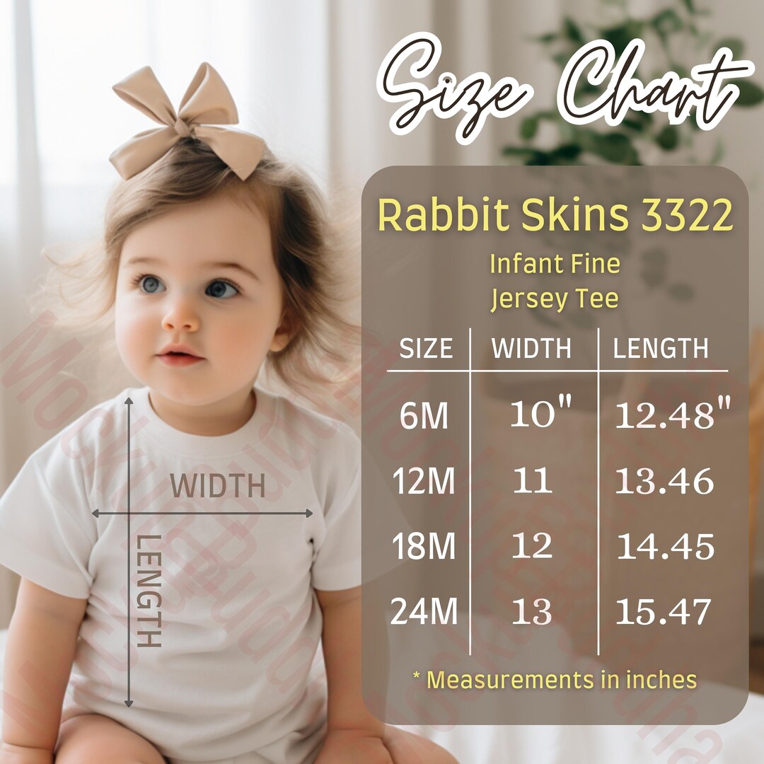 Rabbit Skins 3322 Size Chart Infant Fine Jersey Tee Size - Etsy