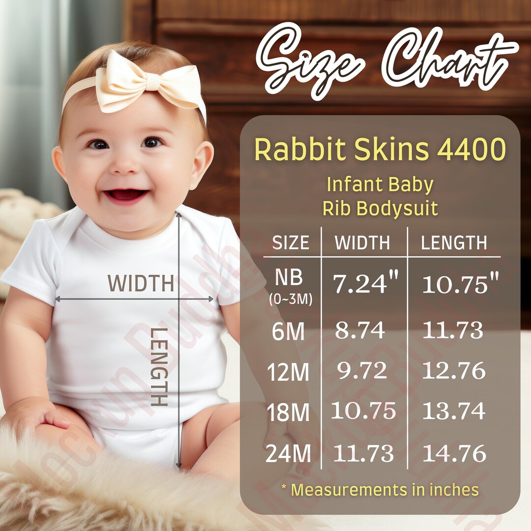 Rabbit Skins 4400 Size Chart Infant Baby Rib Bodysuit, Infant Size ...