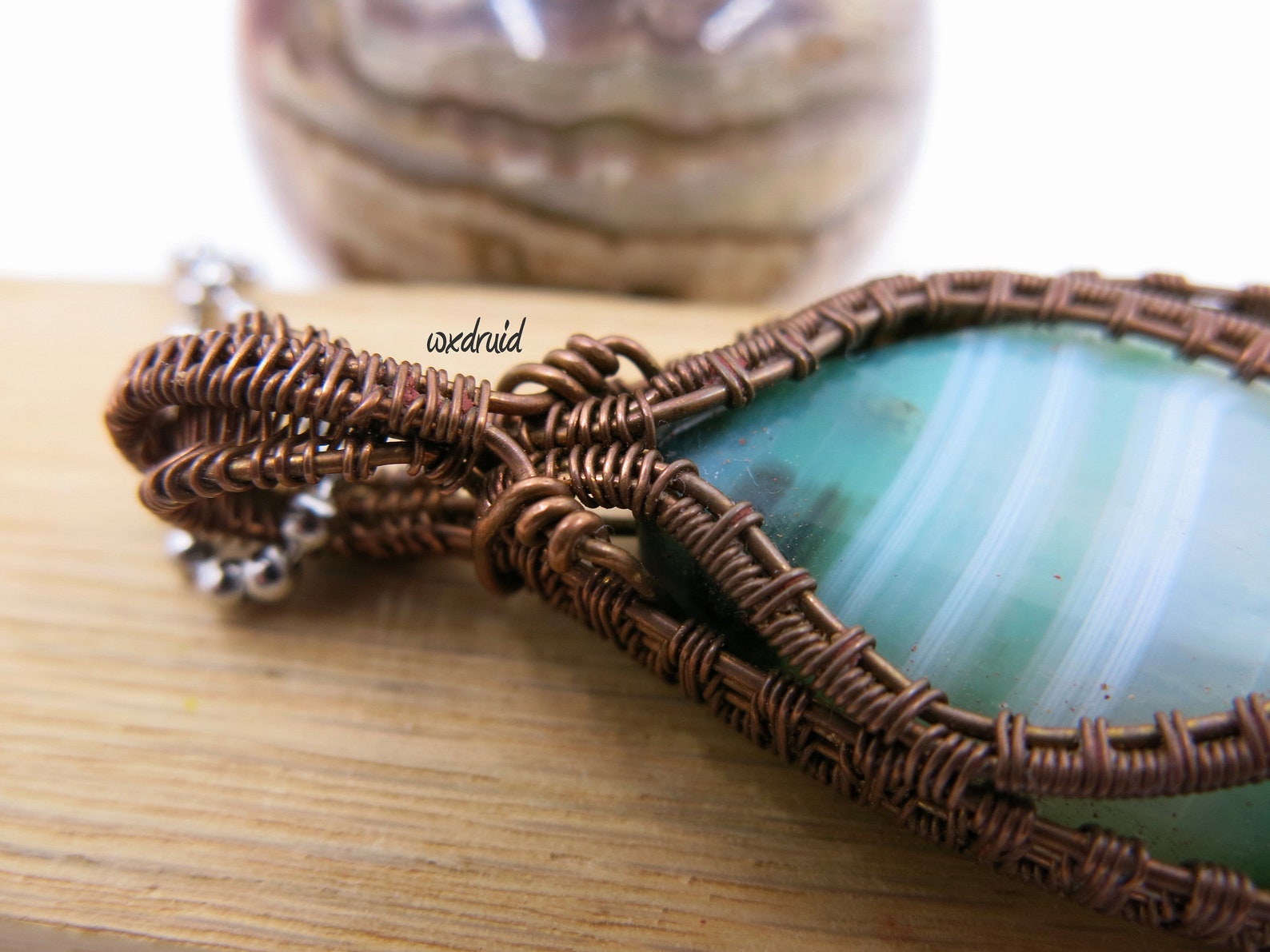 Wire Wrapped Agate Pendant, Copper Wire Wrapped Pendant, Shades of ...