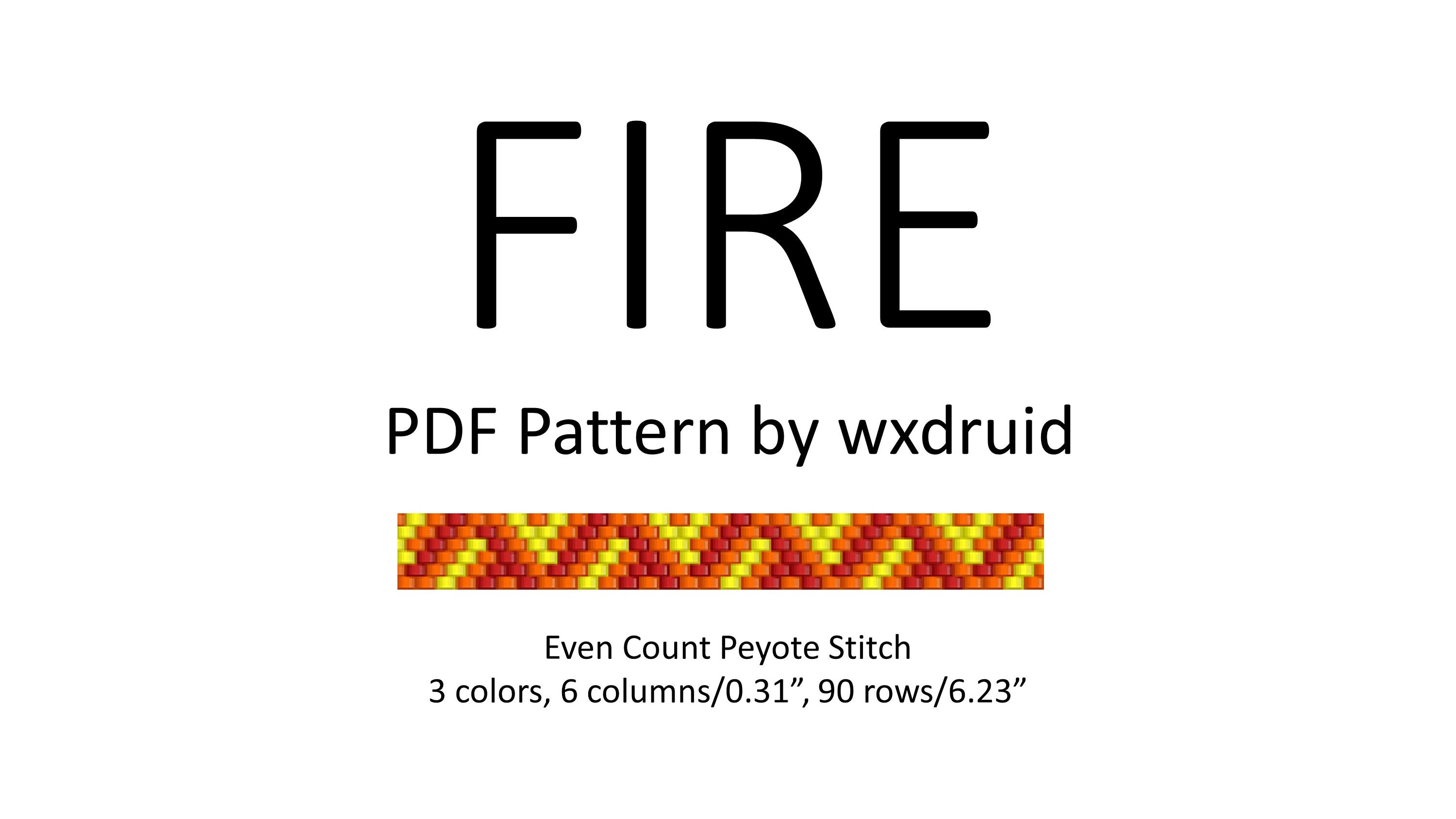 Fire : Even Count Peyote Stitch Pattern, PDF Download, Single Drop ...