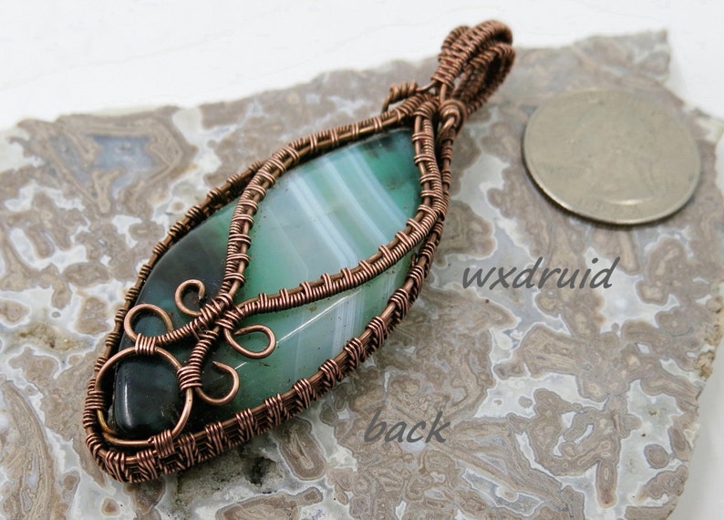 Wire Wrapped Agate Pendant, Copper Wire Wrapped Pendant, Shades of ...