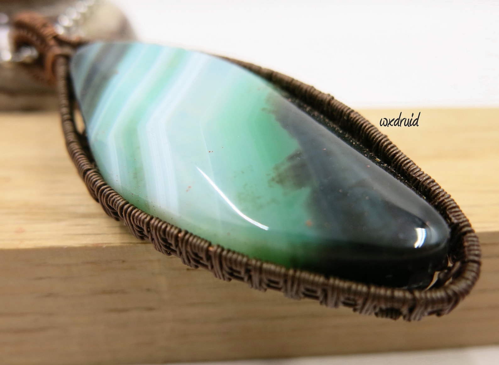 Wire Wrapped Agate Pendant, Copper Wire Wrapped Pendant, Shades of ...