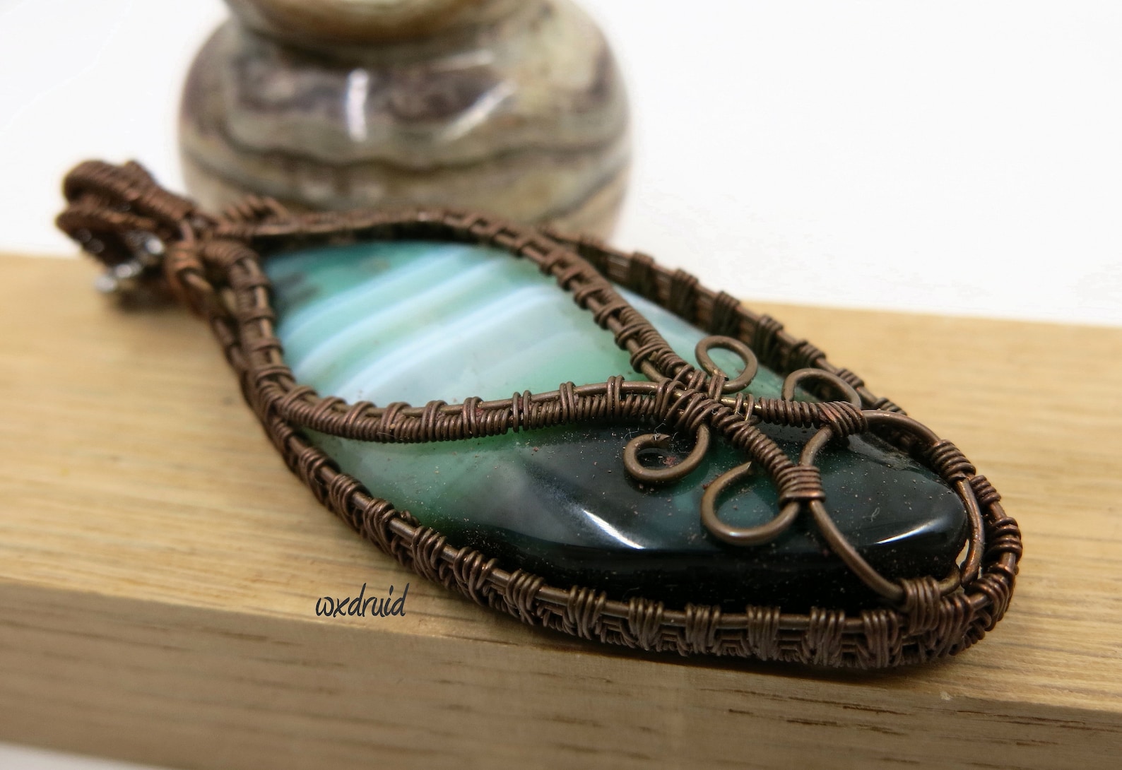 Wire Wrapped Agate Pendant, Copper Wire Wrapped Pendant, Shades of ...