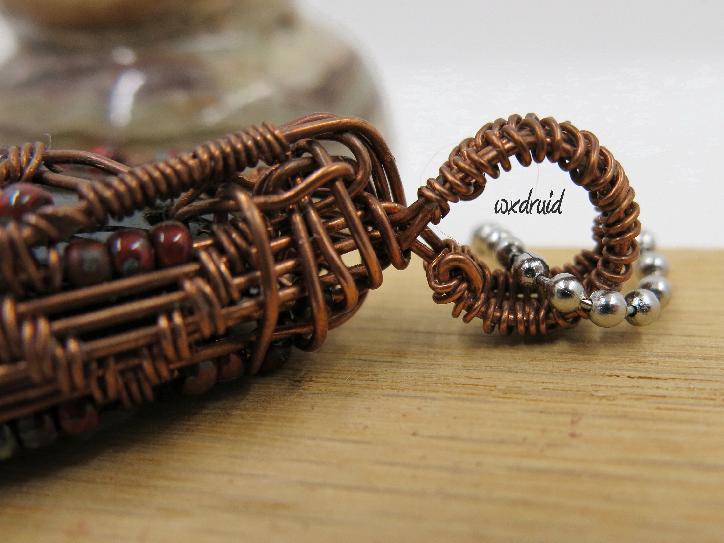 Wire Wrapped Agate Pendant, Copper Wire Wrapped Pendant, Black Dyed ...