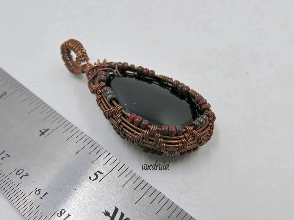 Wire Wrapped Agate Pendant, Copper Wire Wrapped Pendant, Black Dyed ...
