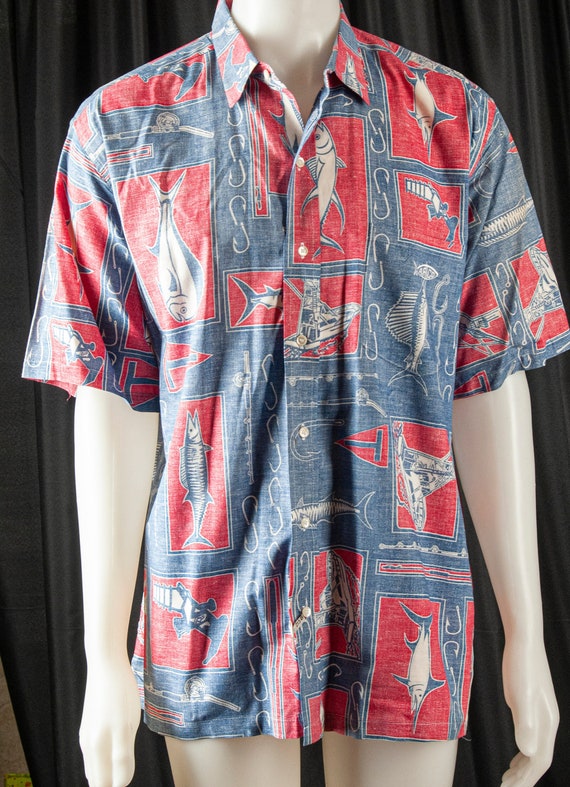 1980s Blue Water Wear deep sea fishing reverse print … - Gem