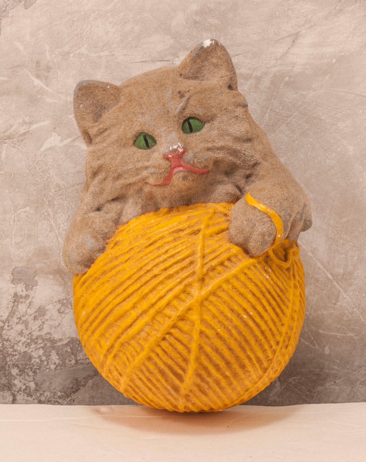 1940s or 50s Chalk Ware Cat String Holder. Fuzzy Cat Ball of - Etsy