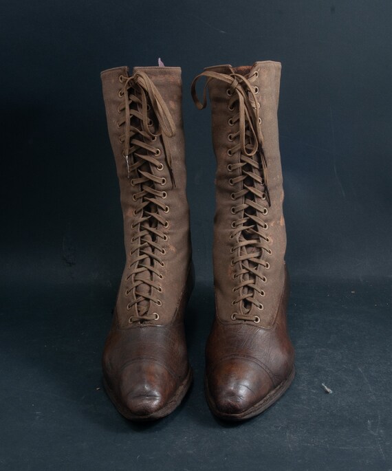 Authentic, Victorian canvas and leather ladies boot, … - Gem